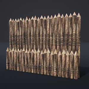 3D PALISADE BARRIER BARRICADE FENCE WALL DAM MEDIEVAL VILLAGE FORT ...