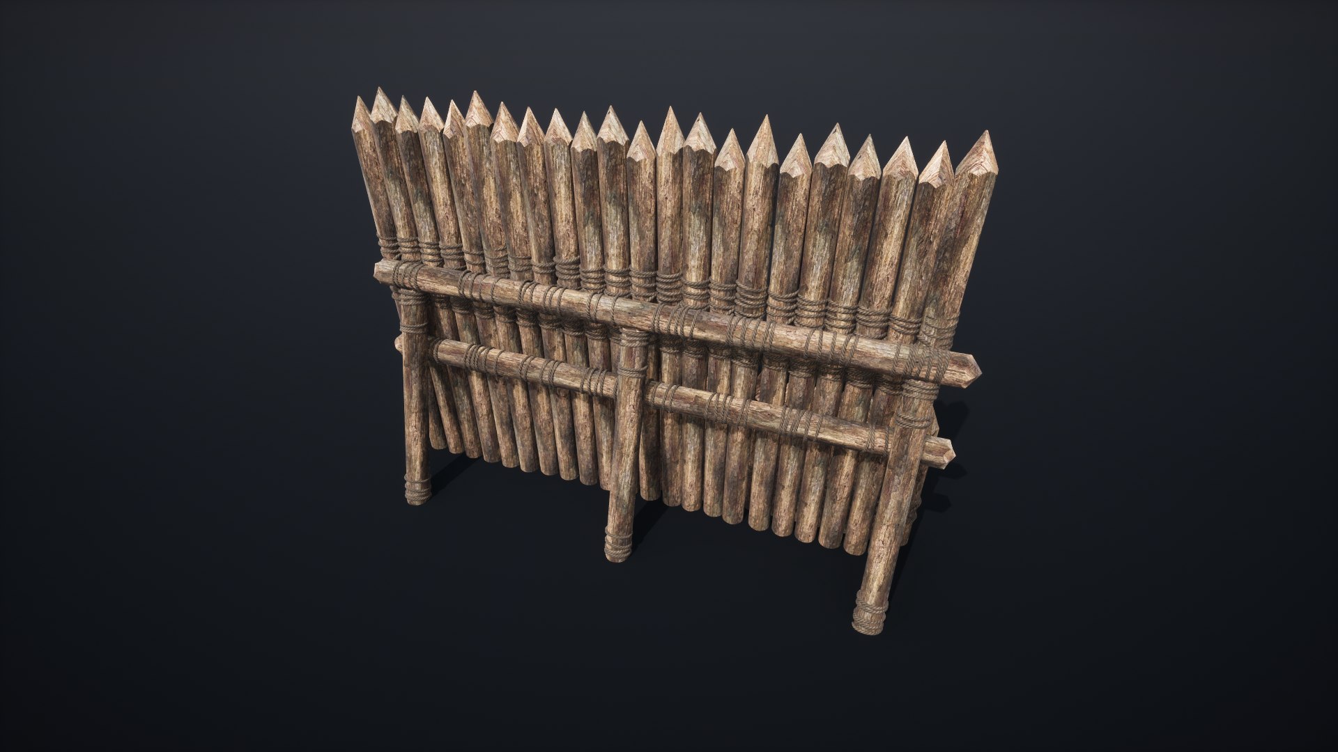 3D PALISADE BARRIER BARRICADE WALL DAM WOODEN MEDIEVAL FORT VILLAGE ...