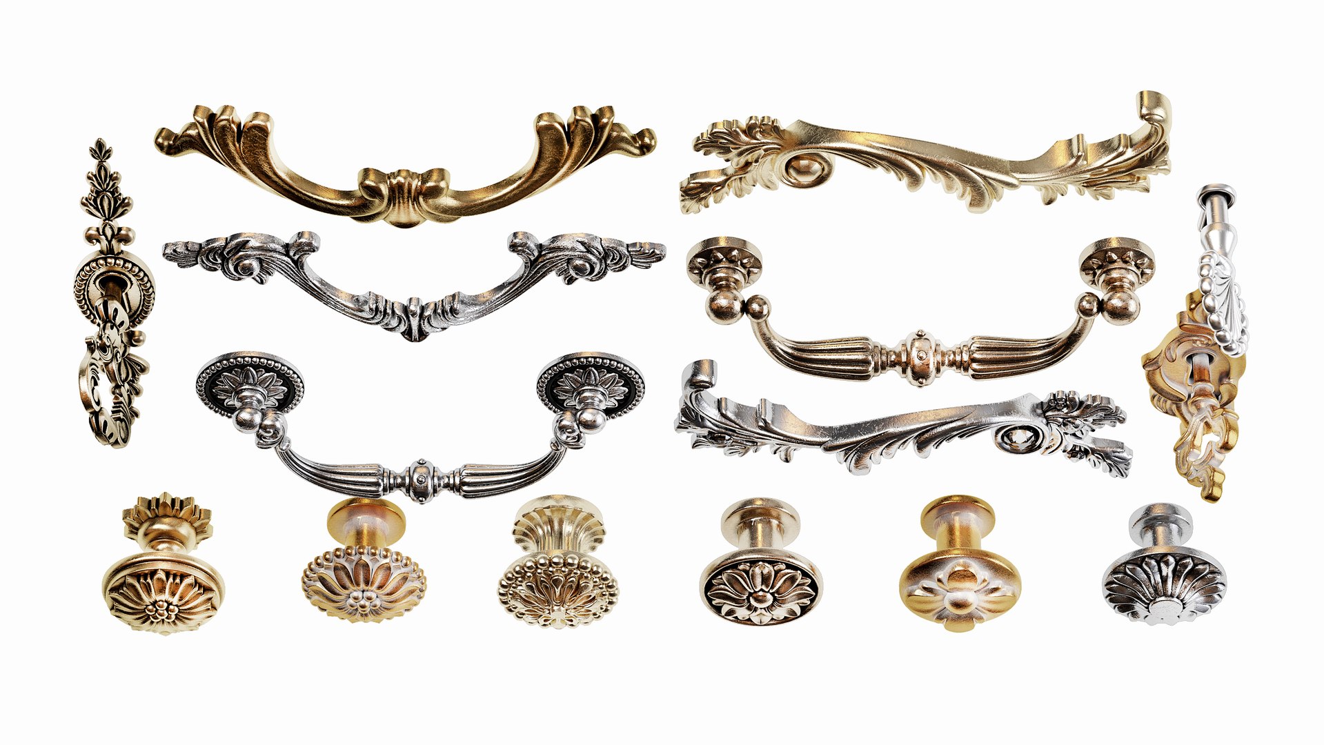 3D Classic Furniture Handles 01 Model - TurboSquid 1897291