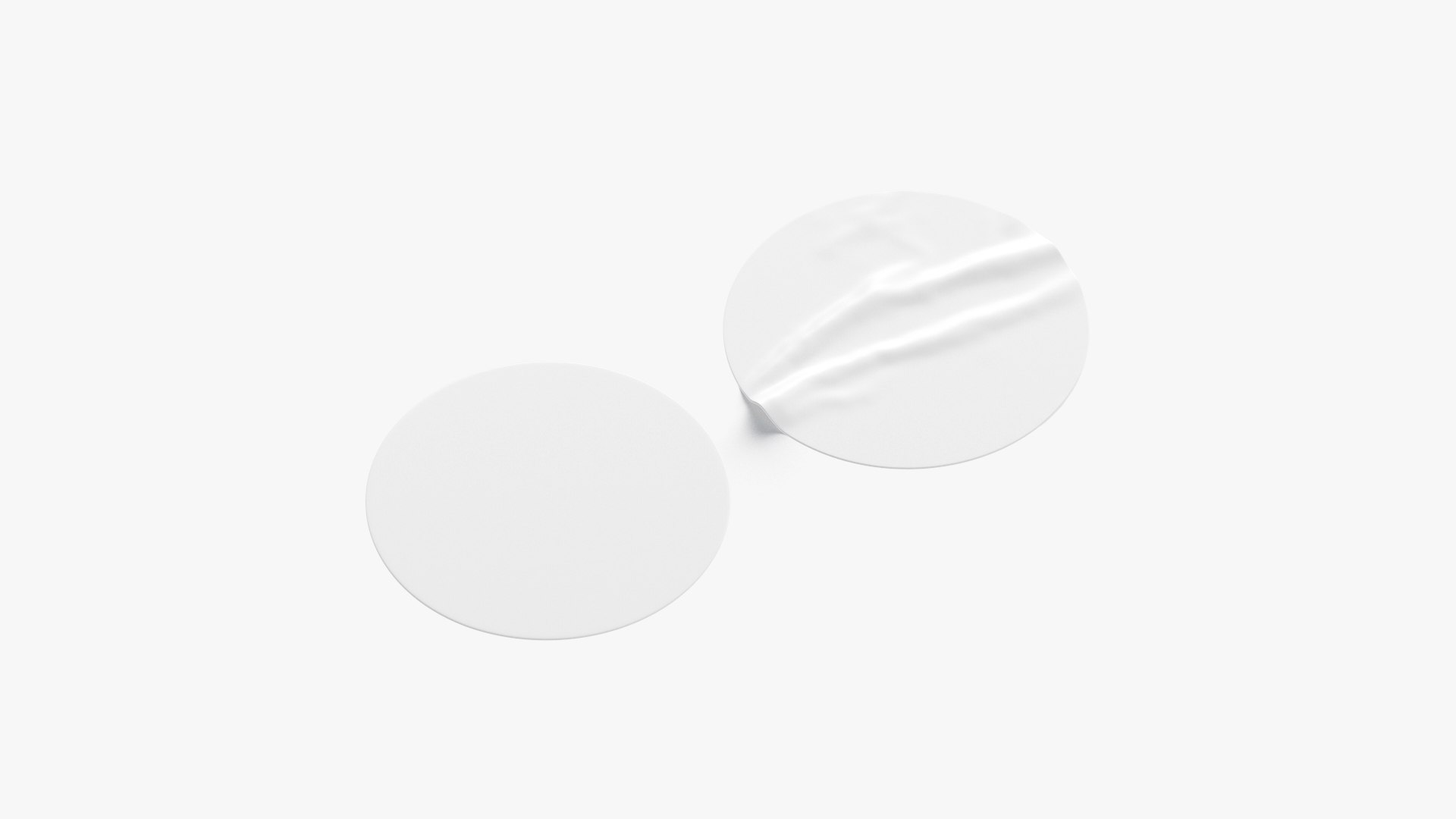 Two White Round Stickers - Sleek And Wrinkly Sticky Tag 3D - TurboSquid ...