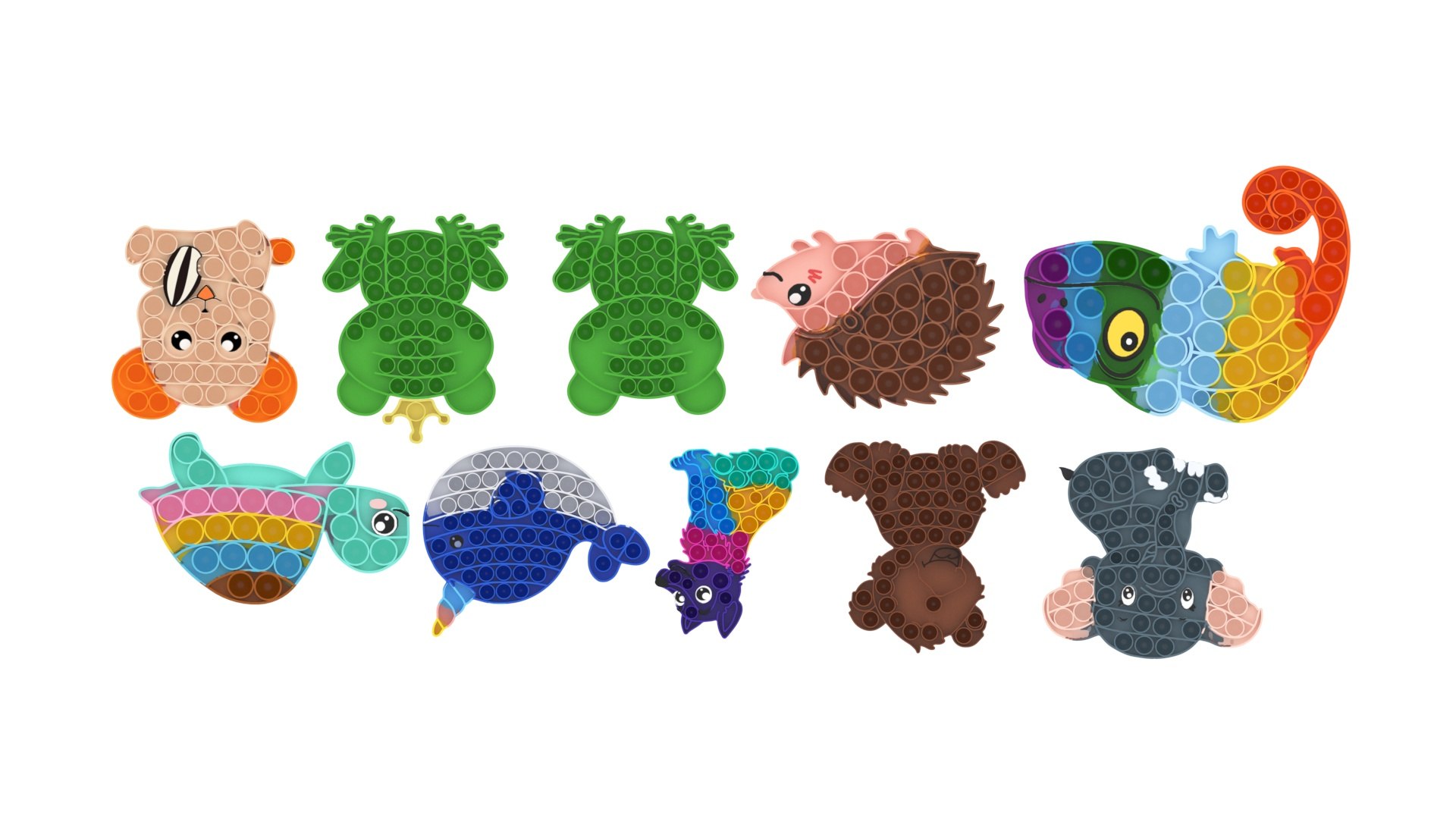 3D Animal Pop It Fidget Toys Set model - TurboSquid 1896842