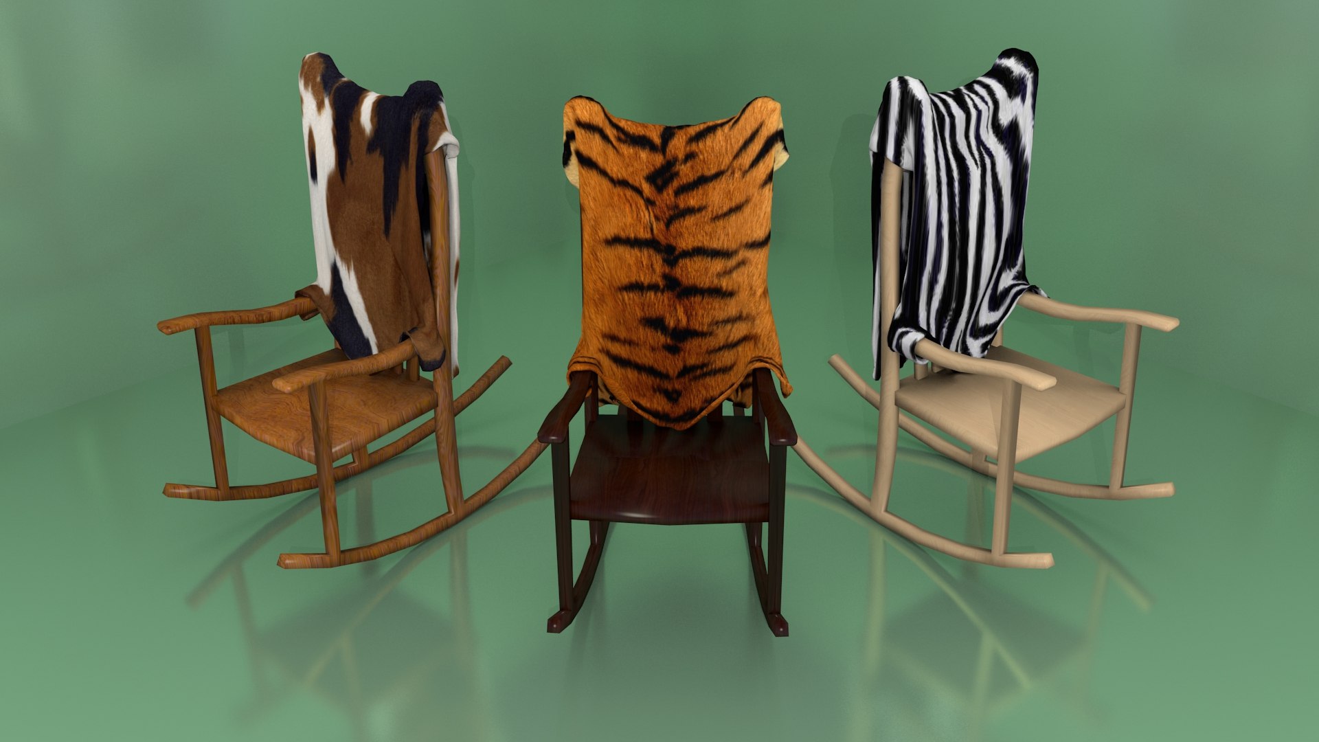 3d model rocking chair animal skin