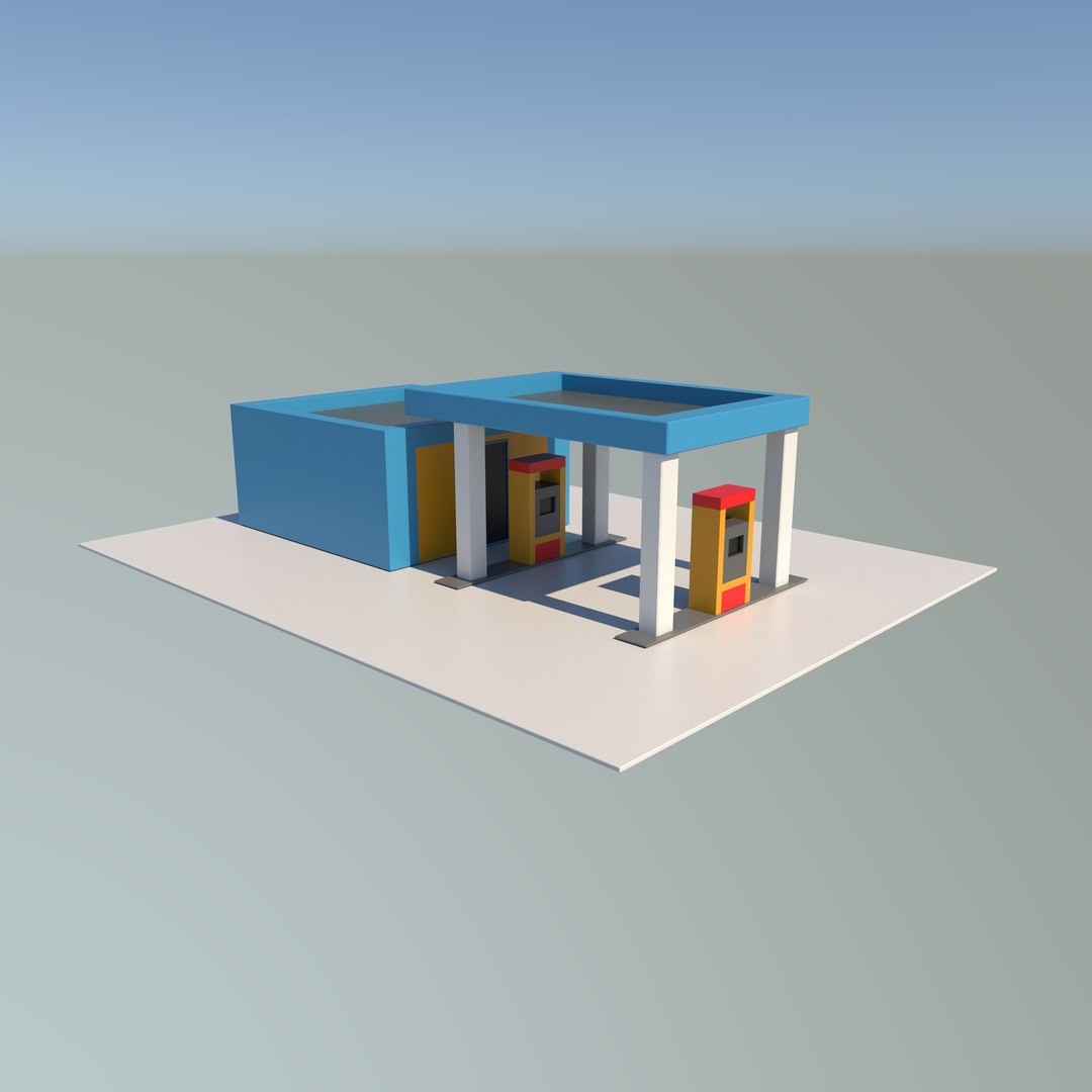 3D Model Gas Station Low-poly 3D Model - TurboSquid 2338876