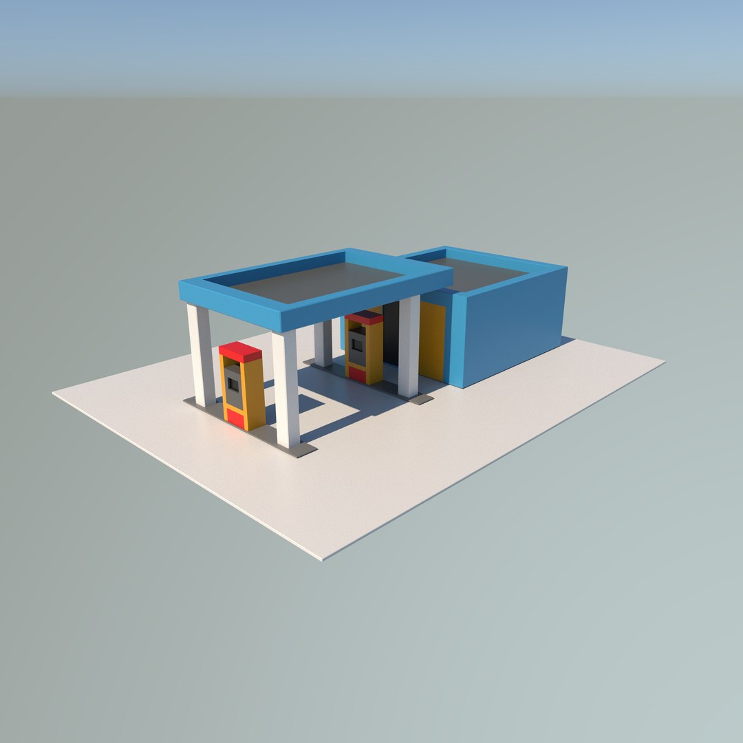3D Model Gas Station Low-poly 3D Model - TurboSquid 2338876