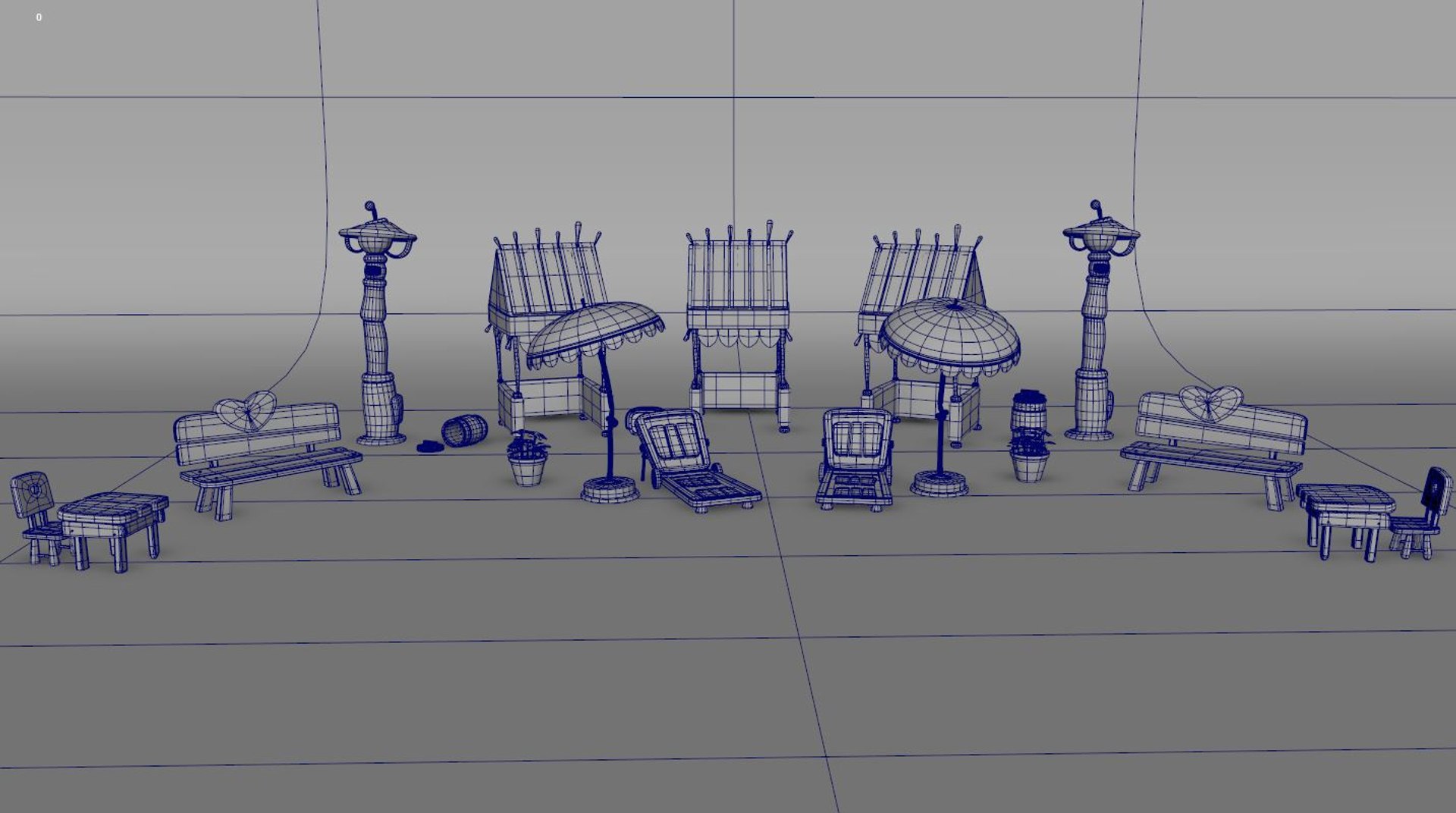 Cartoon beach sets 3D model - TurboSquid 1400314