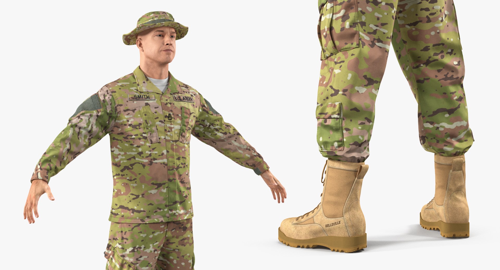 Army Soldier T-pose Fur 3D Model - TurboSquid 1414108