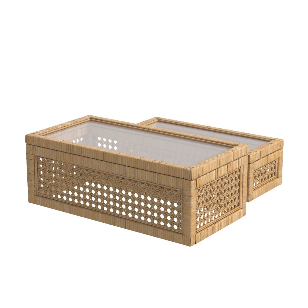Rattan Box With Glass Lid PBR 3D Model - TurboSquid 2209416