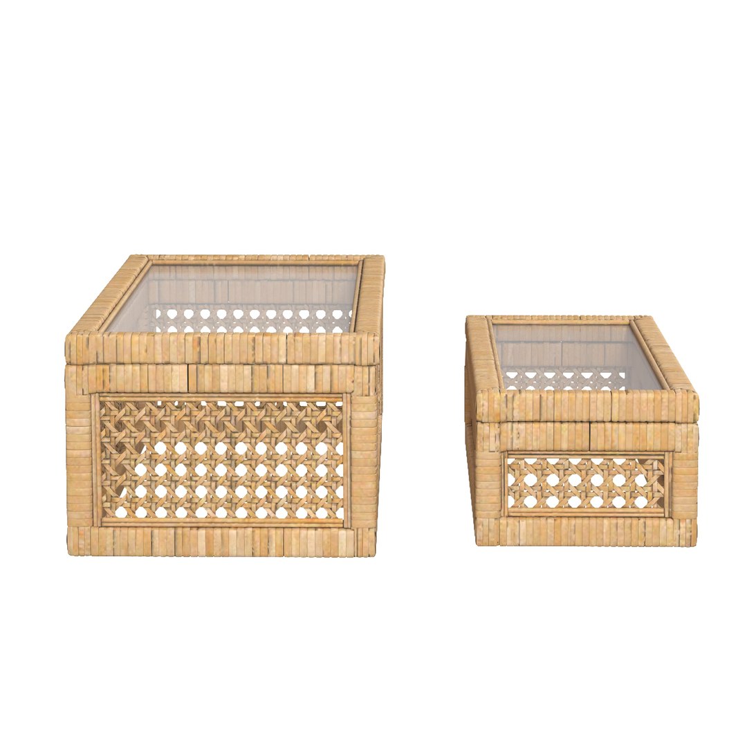 Rattan Box With Glass Lid PBR 3D Model - TurboSquid 2209416