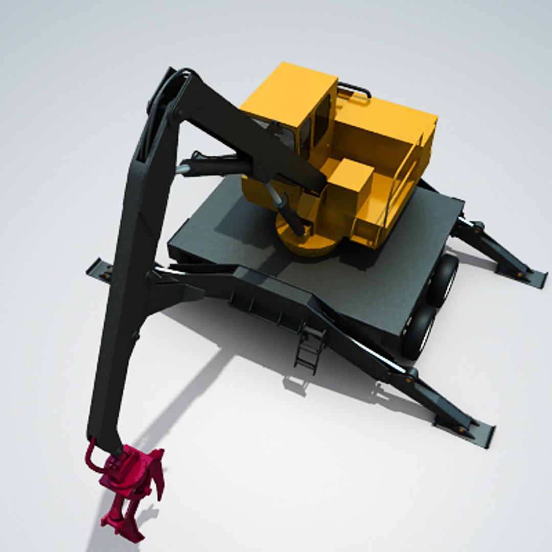 3d knuckleboom loader industrial vehicles model