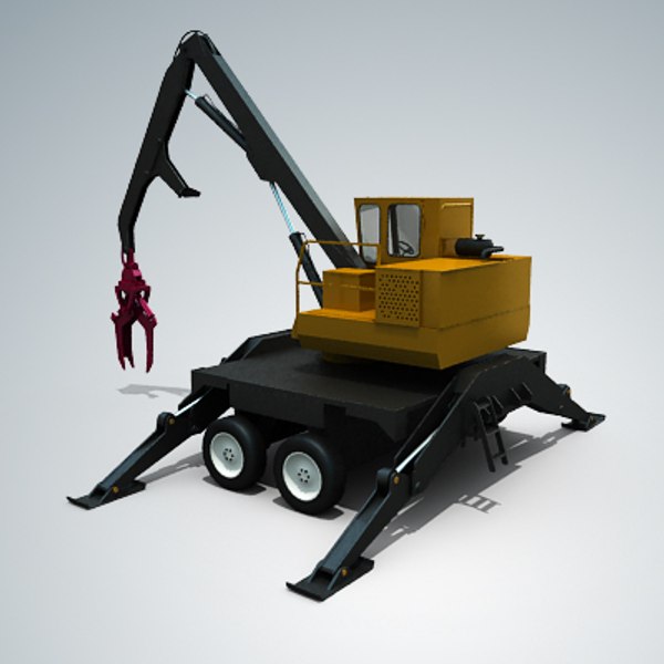3d knuckleboom loader industrial vehicles model