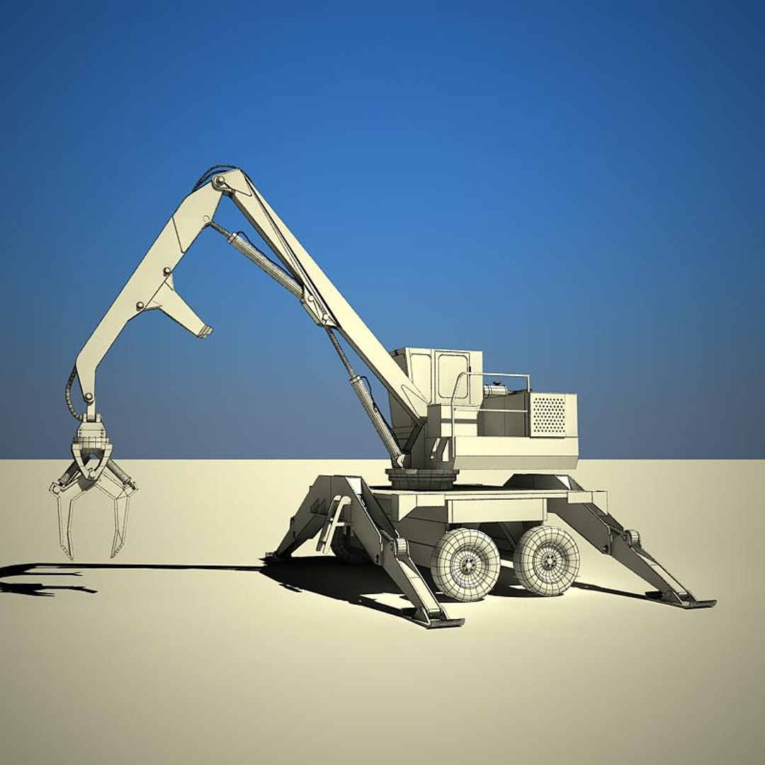 3d knuckleboom loader industrial vehicles model