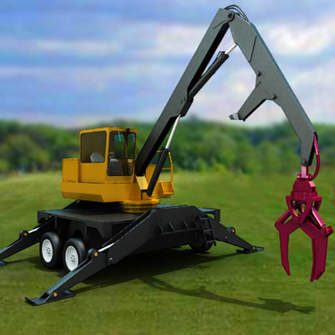 3d knuckleboom loader industrial vehicles model
