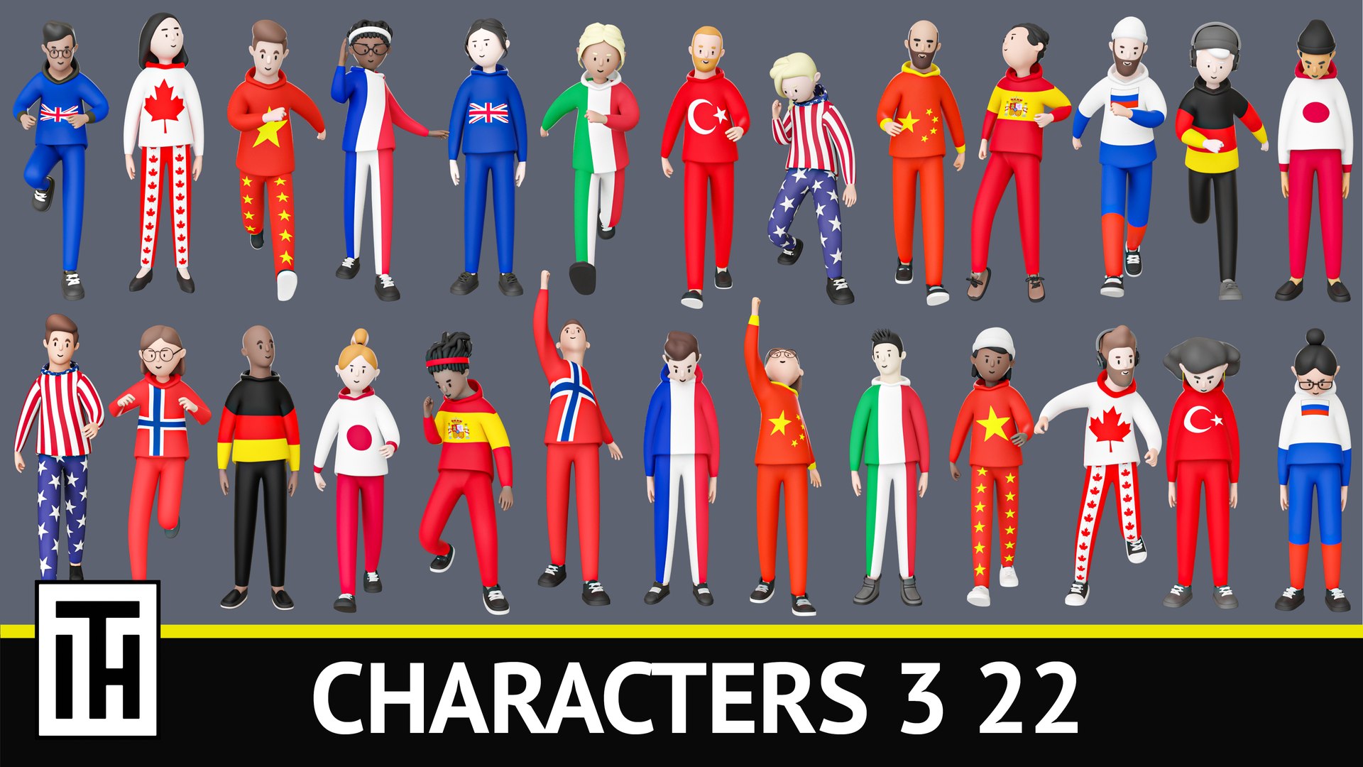 3D Characters 3 21 Flags model - TurboSquid 1914644