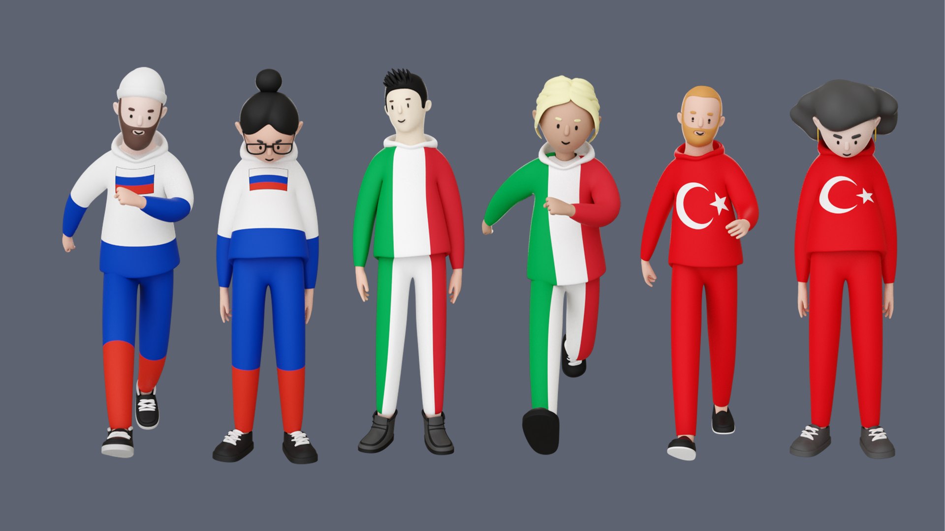 3D Characters 3 21 Flags model - TurboSquid 1914644