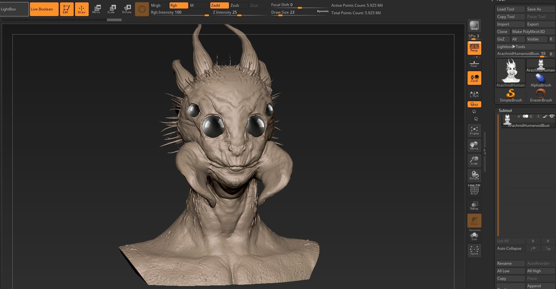 Arachnid Humanoid Bust Highpoly 3D Model - TurboSquid 1187041