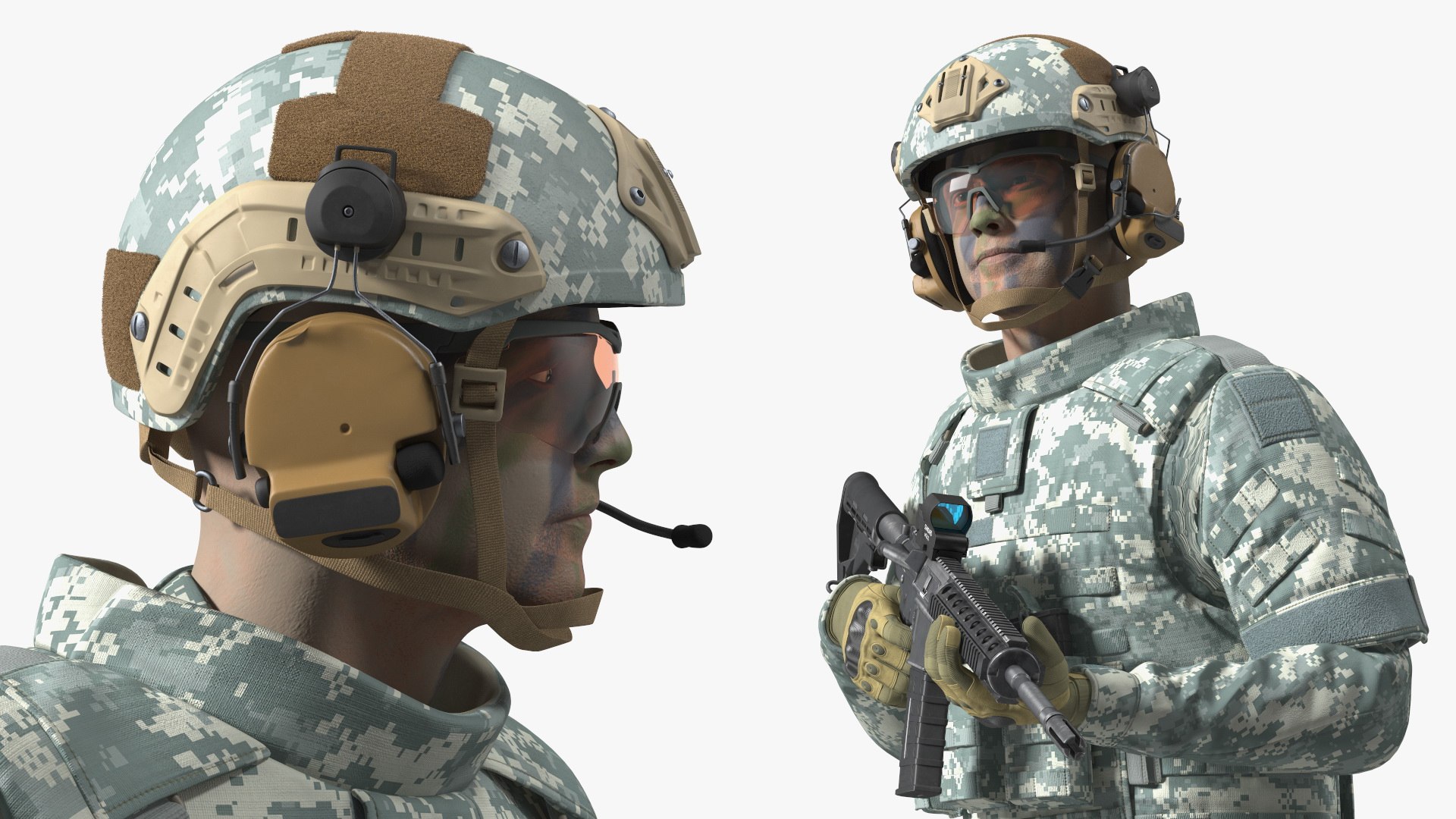 Fully Equipped Military Soldier In Grey Camo Walking Fur 3D Model ...