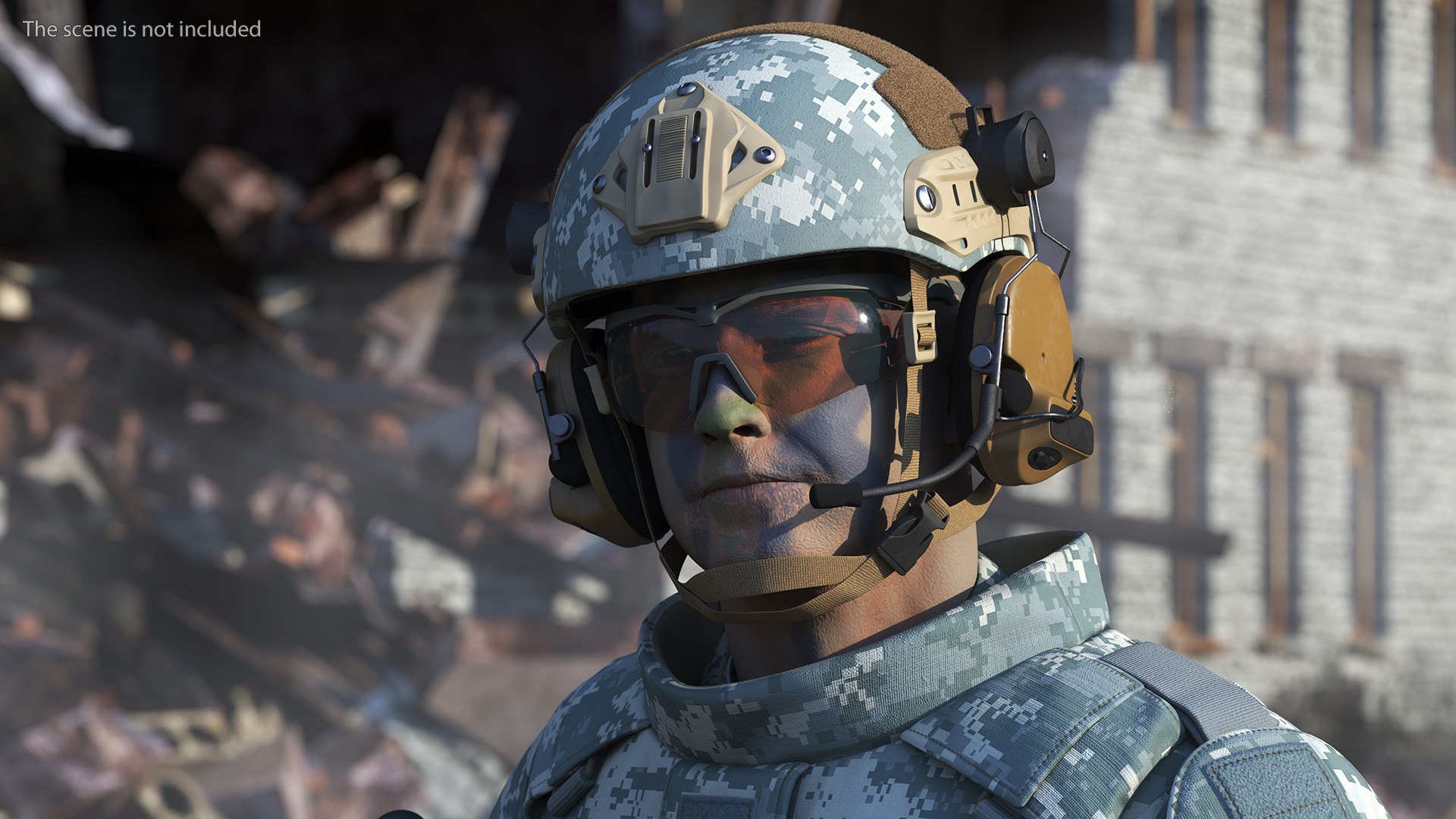 Fully Equipped Military Soldier In Grey Camo Walking Fur 3D Model ...