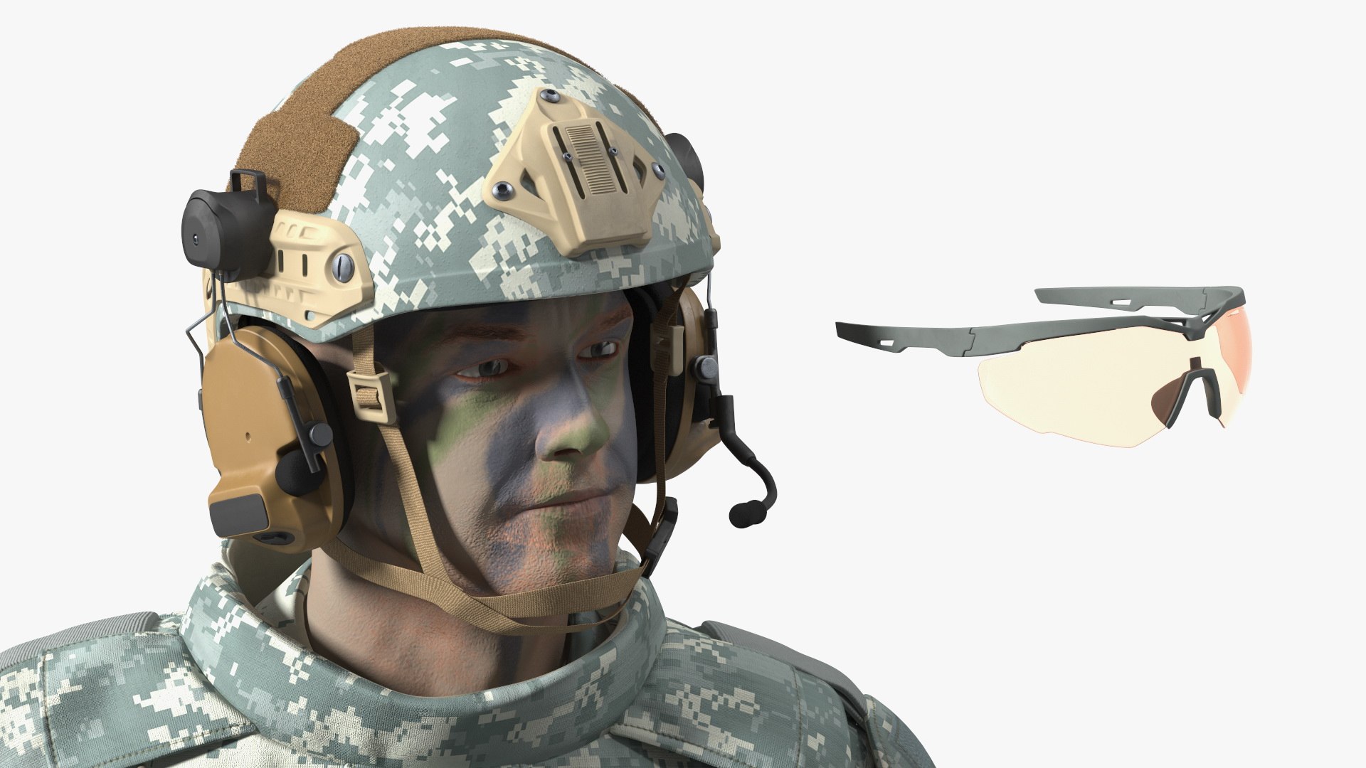 Fully Equipped Military Soldier In Grey Camo Walking Fur 3D Model ...