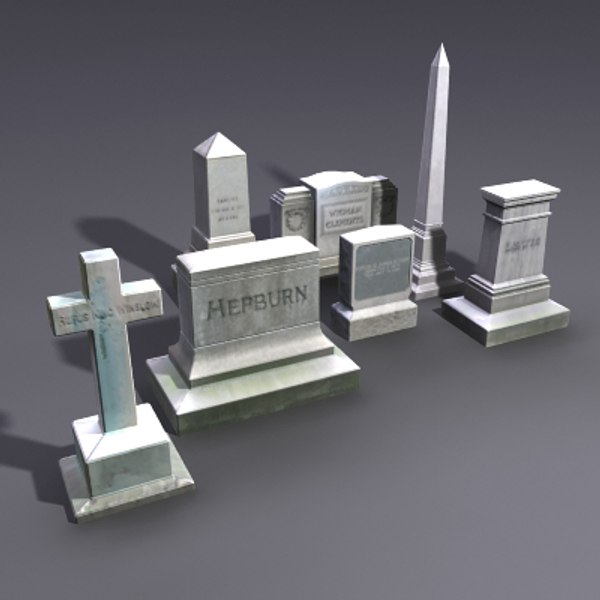 set gravestones grave stones 3d obj