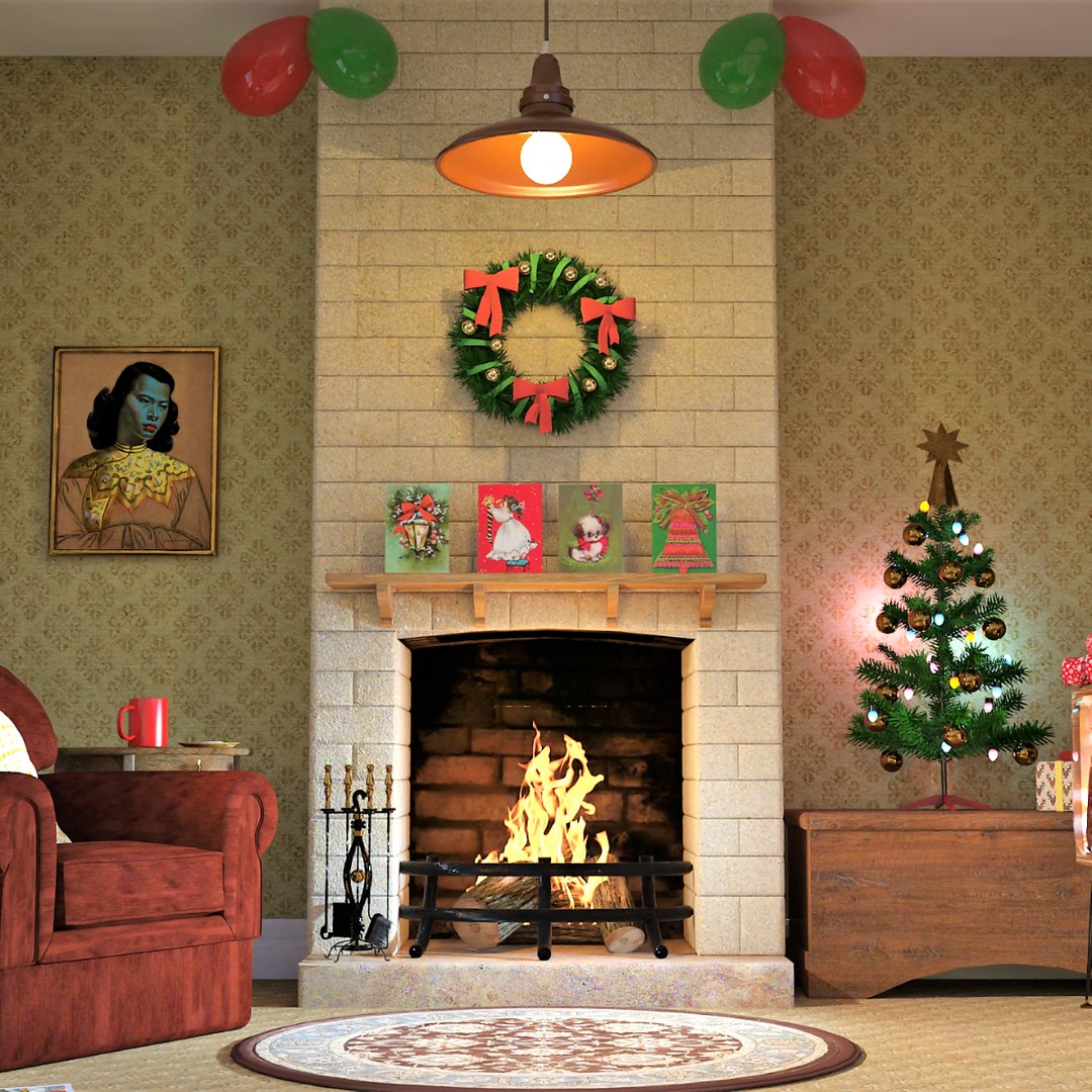 Vintage Christmas Room Low-poly 3D Model 3D Model - TurboSquid 2316941