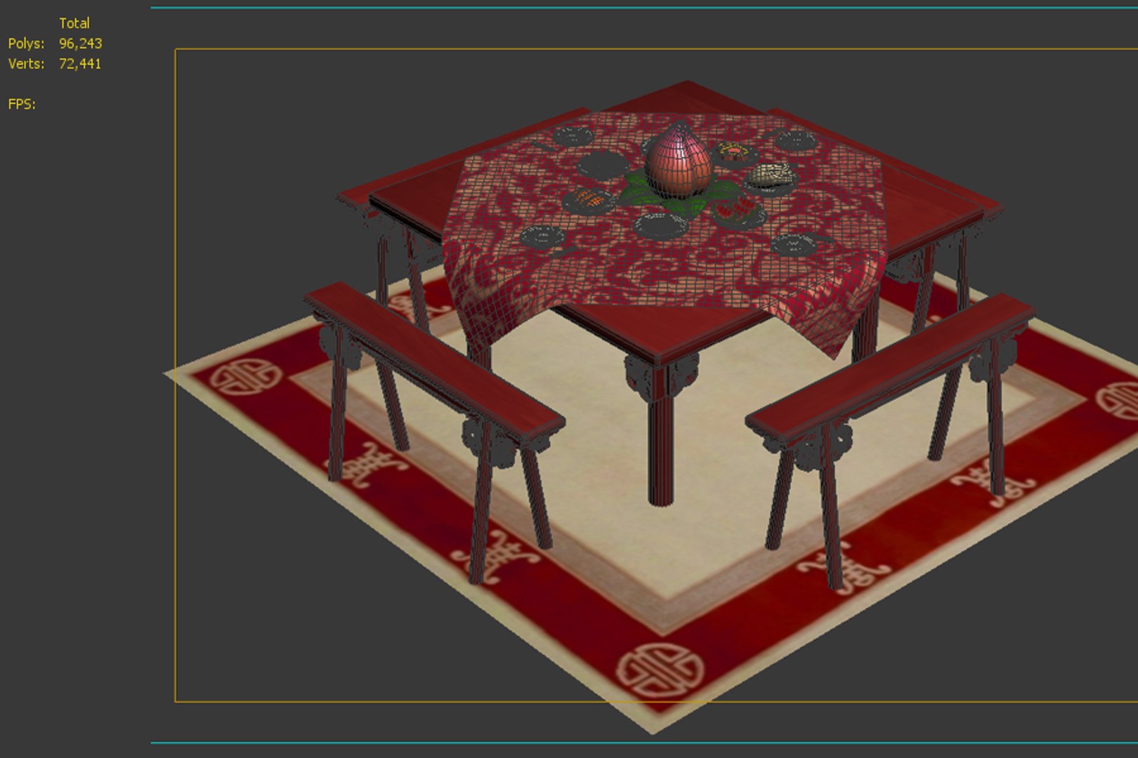 Cartoon Dining Table Chinese 3D Model - TurboSquid 1581126