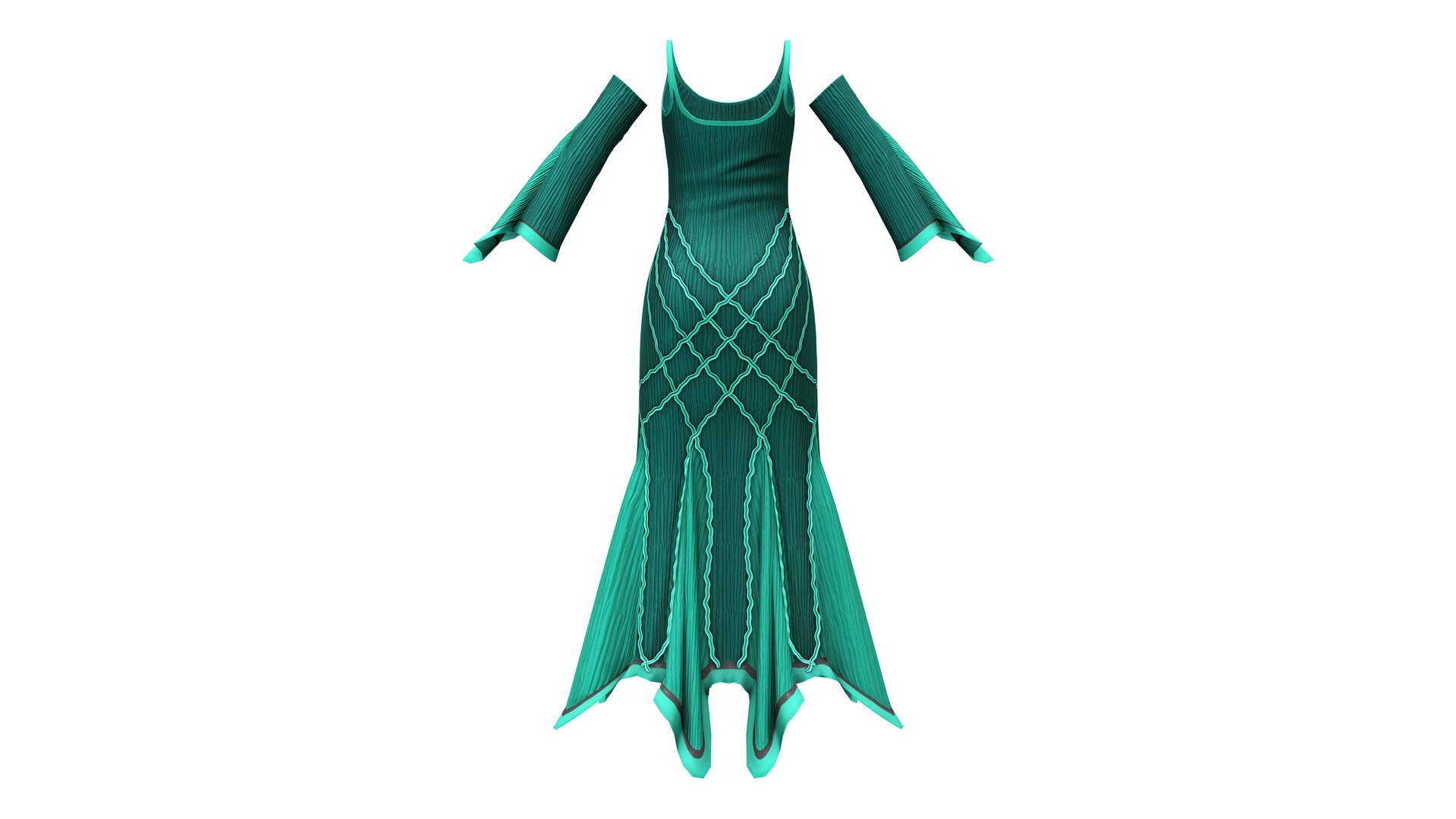 3D Emerald Velvet Elven Dress - TurboSquid 1956560