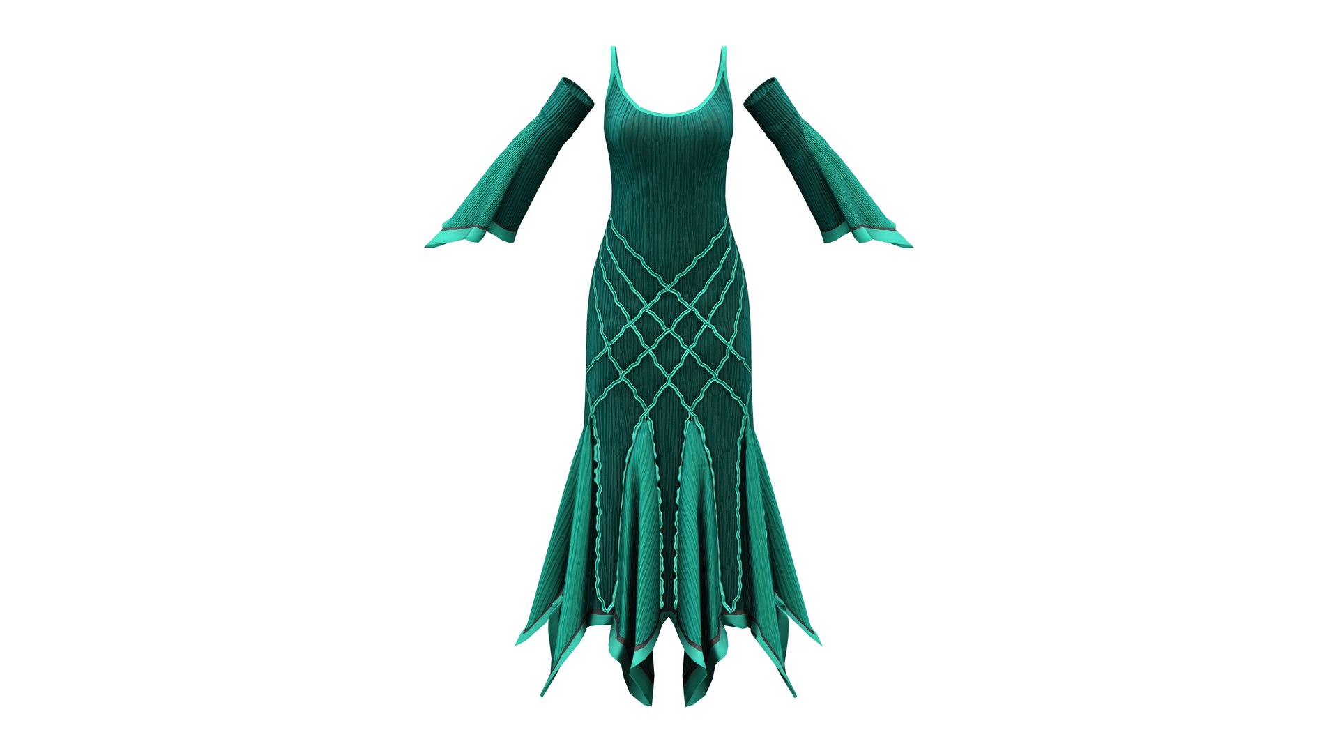 3D Emerald Velvet Elven Dress - TurboSquid 1956560