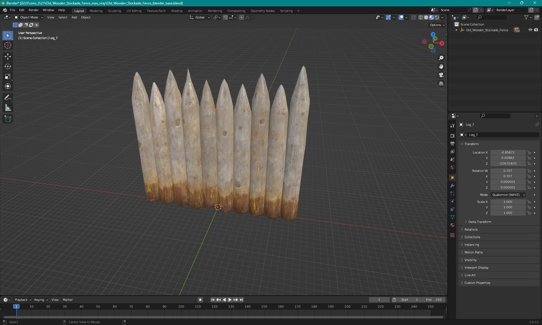 Old Wooden Stockade Fence 3D Model - TurboSquid 2349399