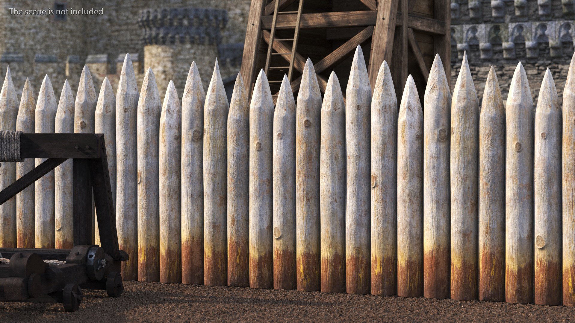 Old Wooden Stockade Fence 3D Model - TurboSquid 2349399