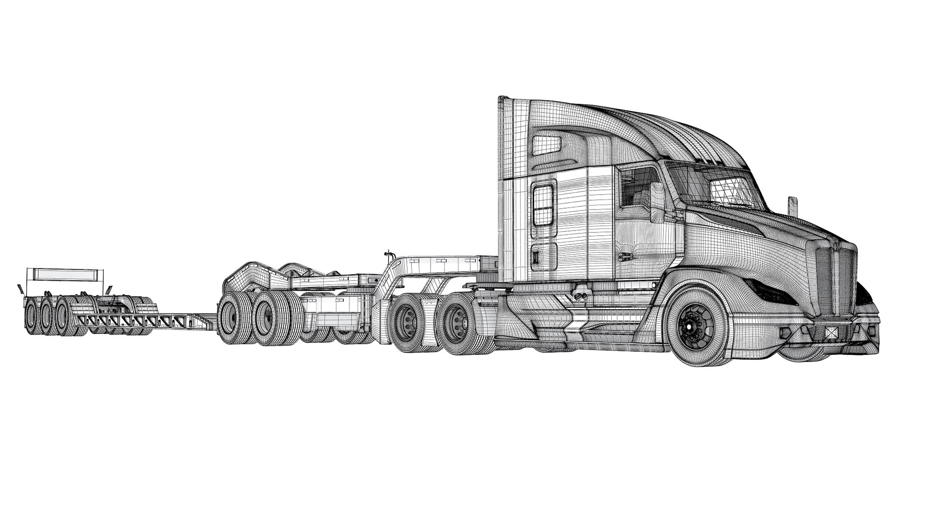 Semi Truck With Platform Trailer 3D Model - TurboSquid 2042853