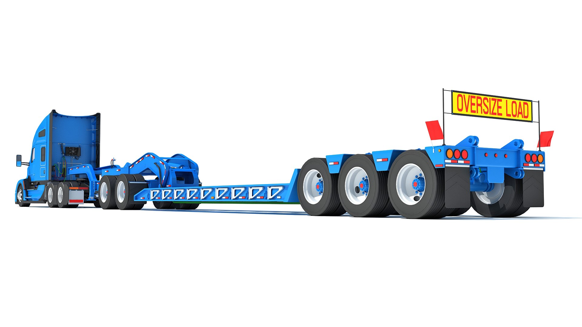 Semi Truck With Platform Trailer 3D Model - TurboSquid 2042853