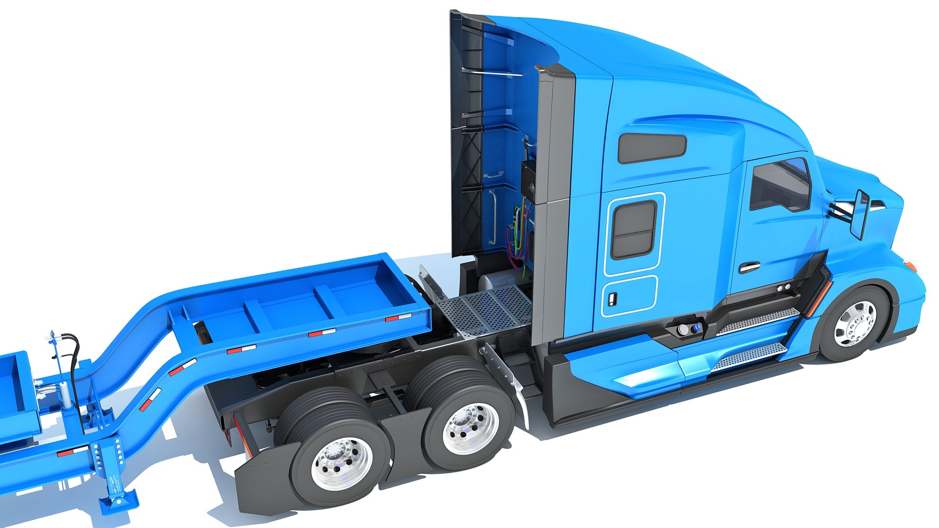 Semi Truck With Platform Trailer 3D Model - TurboSquid 2042853