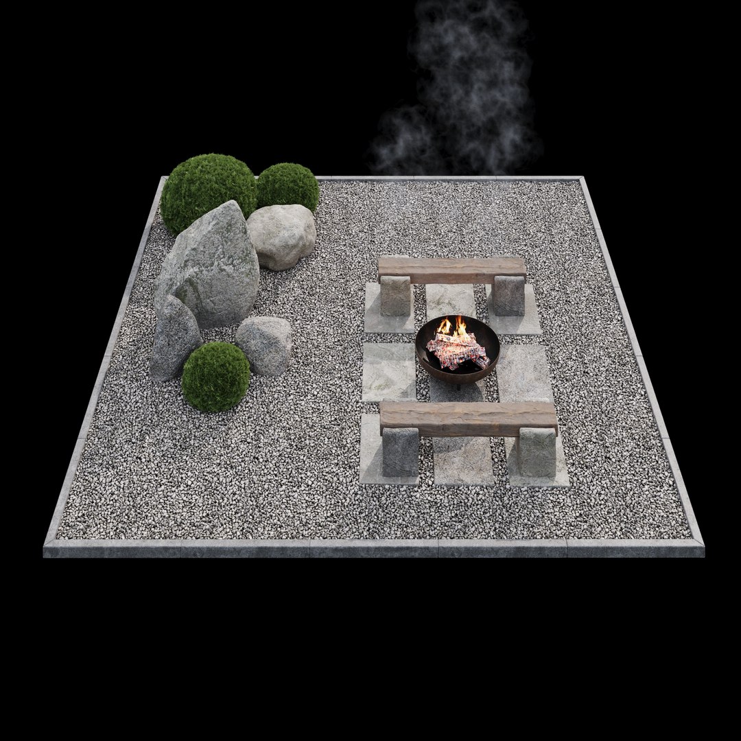 Rock Garden Sitting Area Model - TurboSquid 2250454