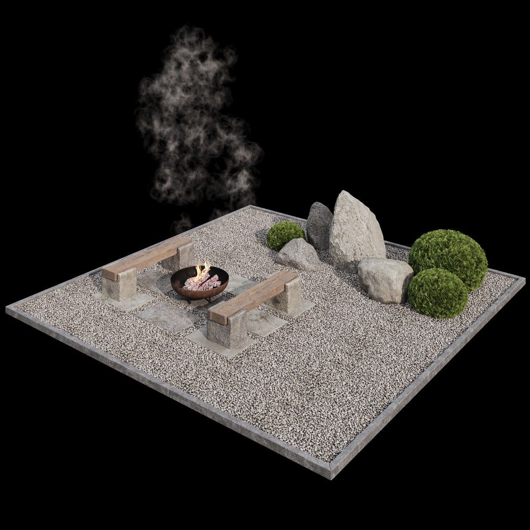 Rock Garden Sitting Area Model - TurboSquid 2250454