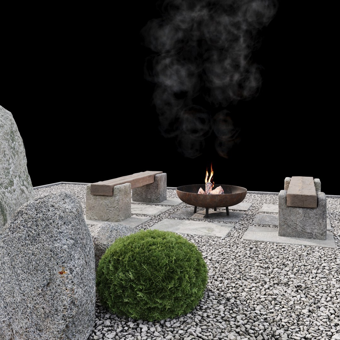 Rock Garden Sitting Area Model - TurboSquid 2250454