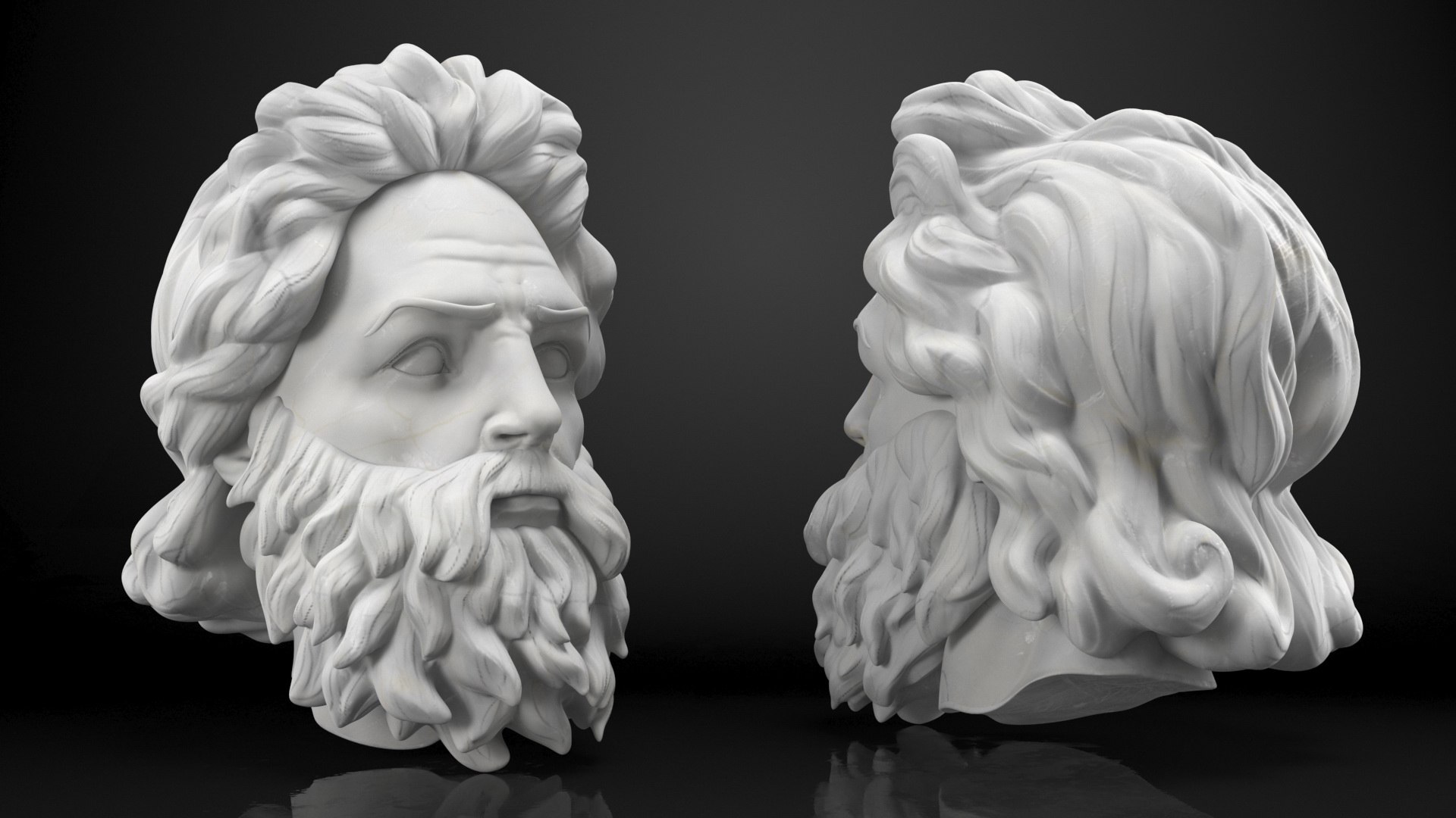 Poseidon Head Marble 3D - TurboSquid 1772727
