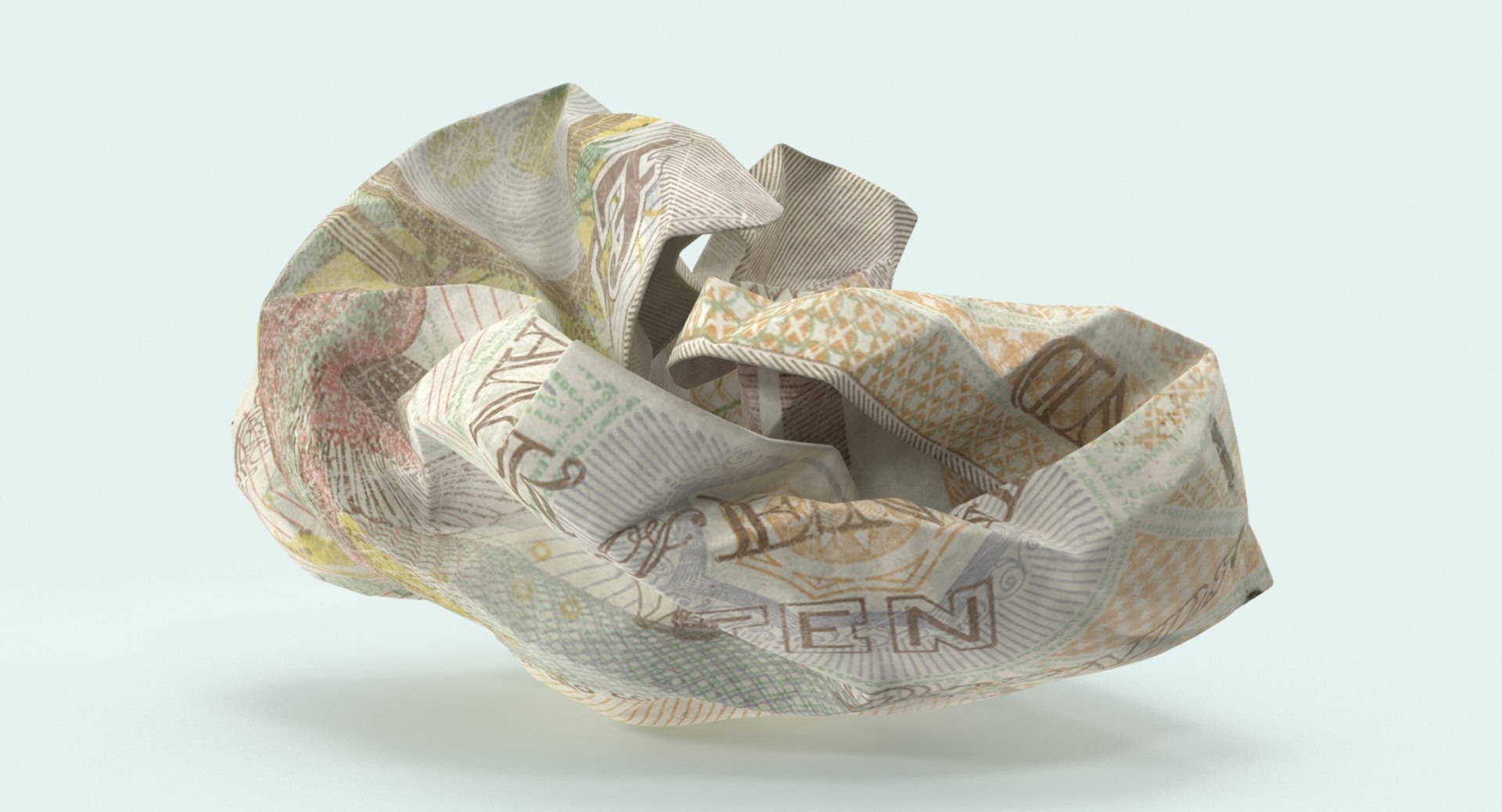 3d 10 pound note crumpled model