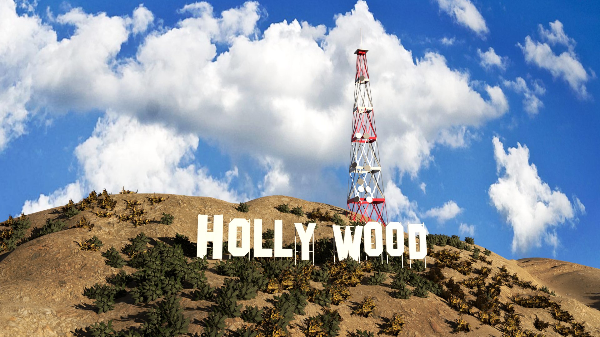 modelo 3d Hollywood Sign Los Ángeles CA EE. UU. Modelo 3D de baja poli ...