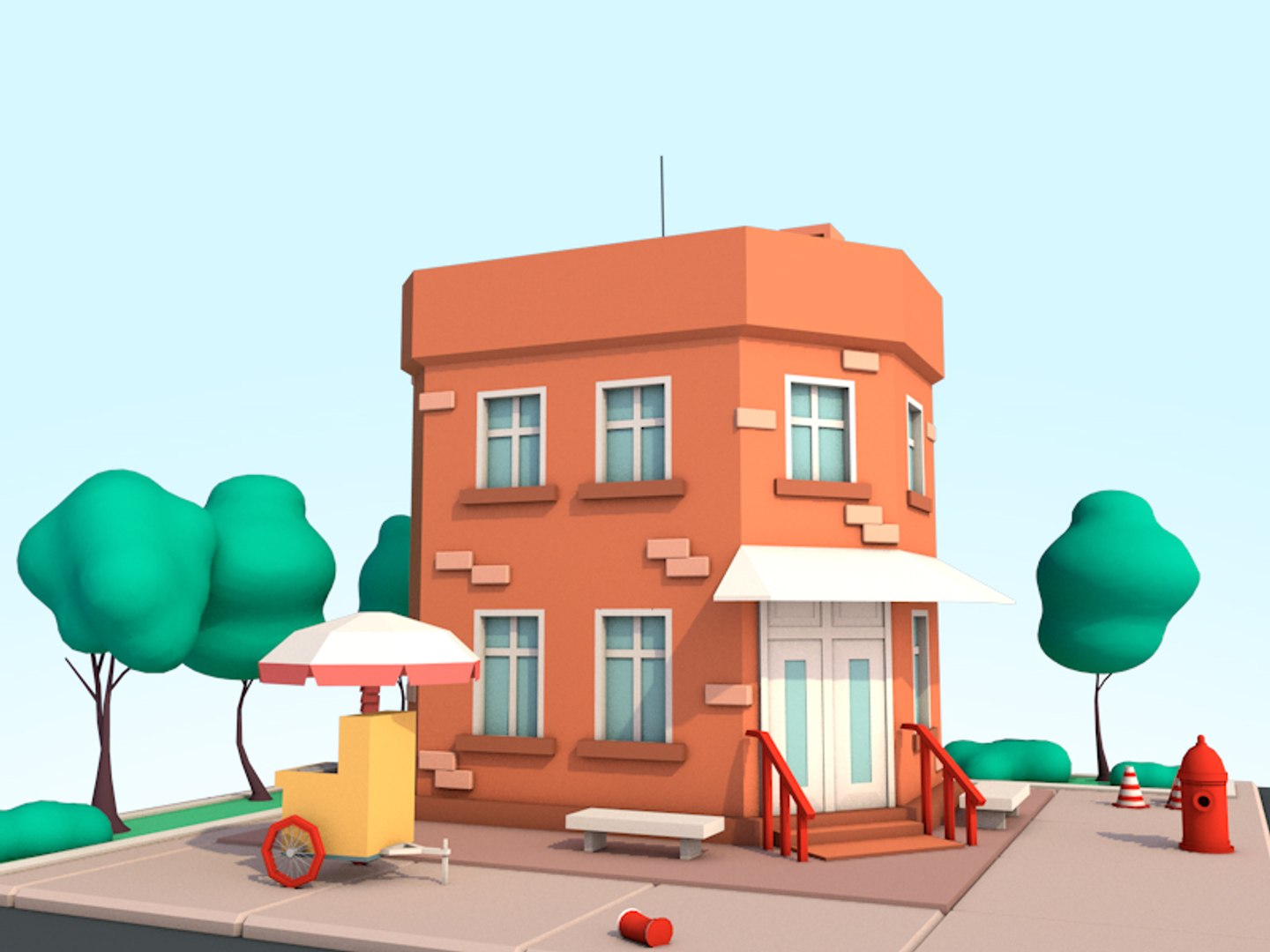 Cartoon House Building Model - TurboSquid 1374757