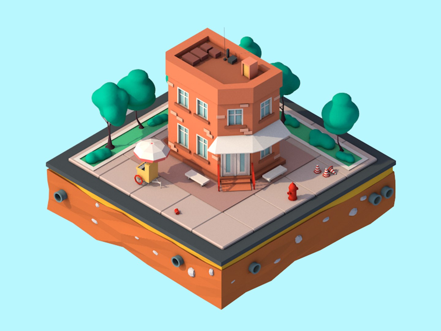 Cartoon House Building Model - TurboSquid 1374757