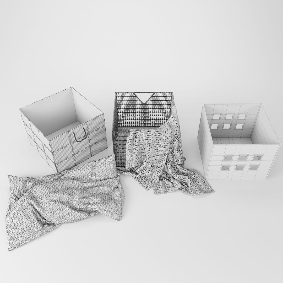 3D storage boxes baskets - - TurboSquid 1393511
