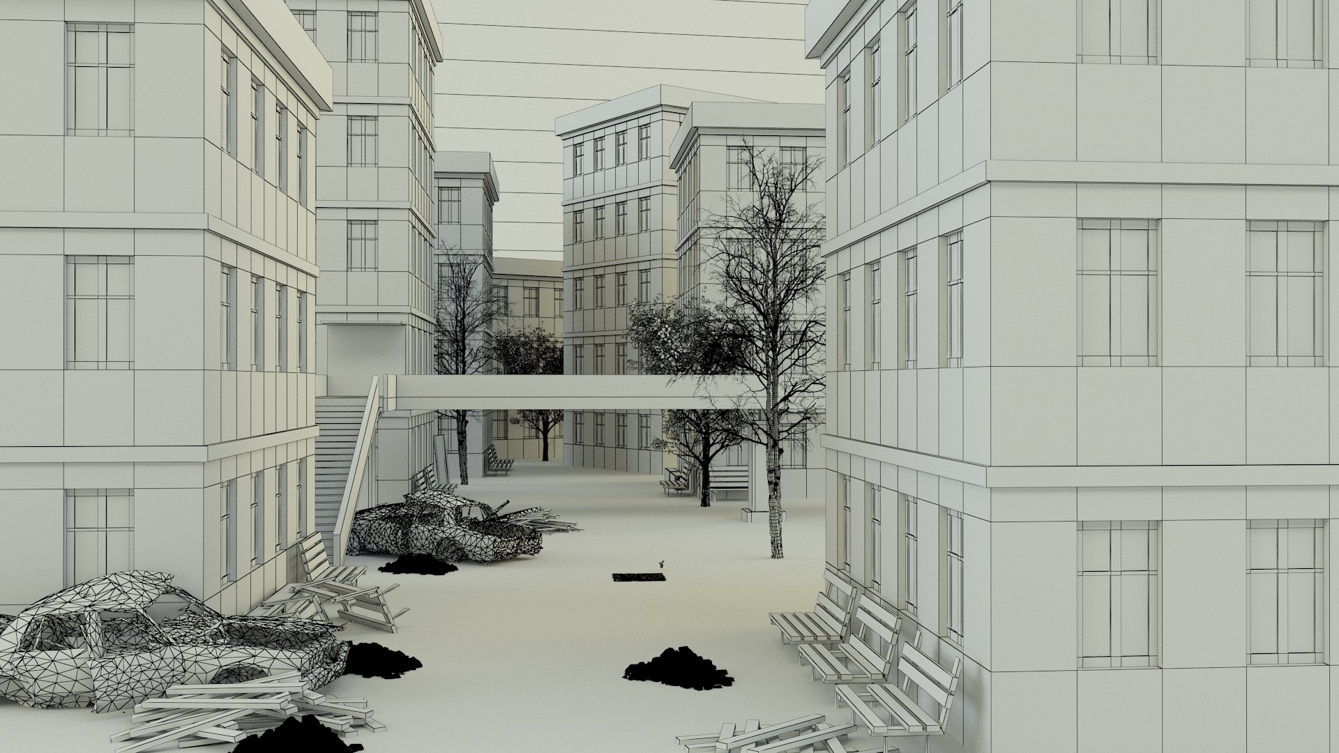 3D Abandoned City Scene Design 3D Model - TurboSquid 2209225