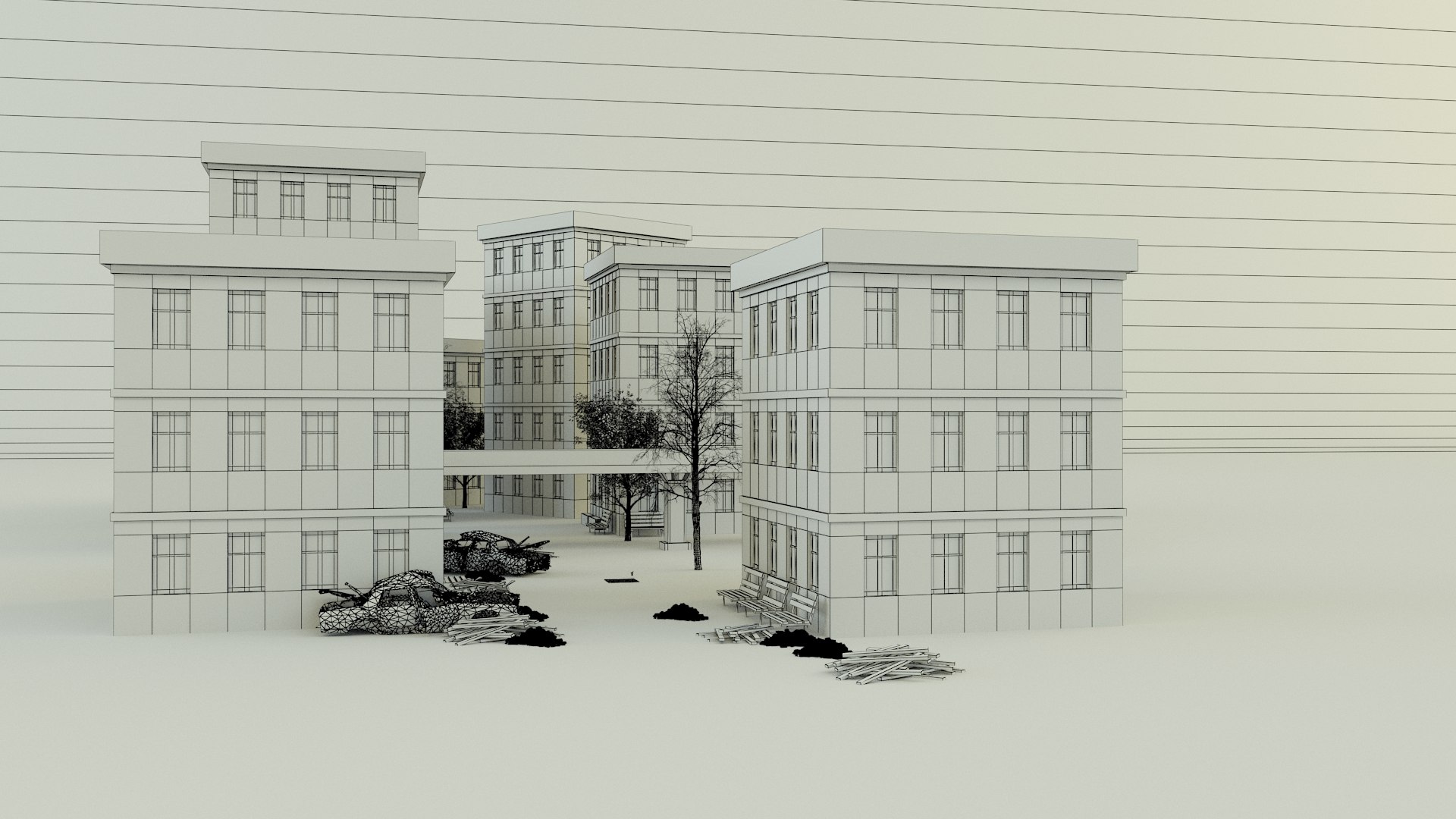 3D Abandoned City Scene Design 3D Model - TurboSquid 2209225