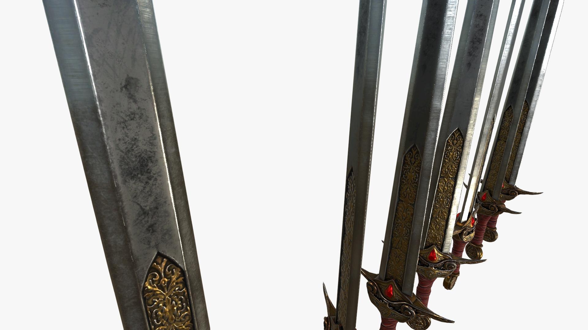 3D Fantasy Sword RPG Italian Dagesse Cinquedea Sword Knife One Handed ...