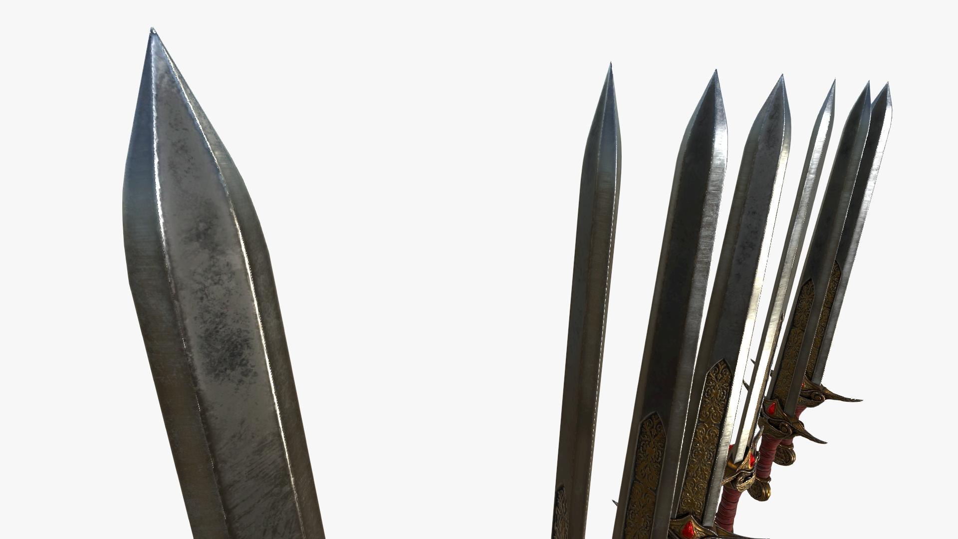 3D Fantasy Sword RPG Italian Dagesse Cinquedea Sword Knife One Handed ...