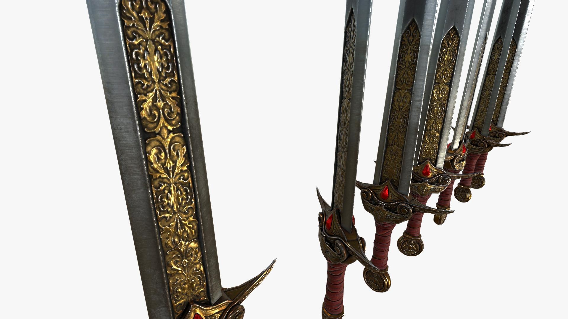 3D Fantasy Sword RPG Italian Dagesse Cinquedea Sword Knife One Handed ...