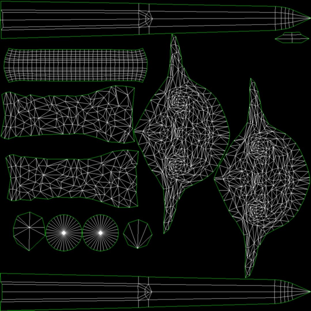 3D Fantasy Sword RPG Italian Dagesse Cinquedea Sword Knife One Handed ...