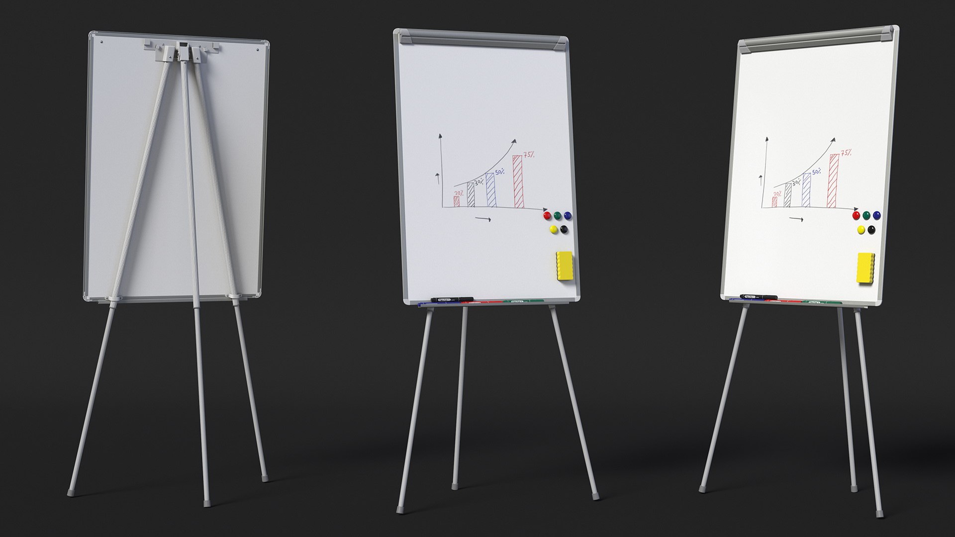 Flip Chart Stand With Magnets And Sponge 3D Model - TurboSquid 2236682