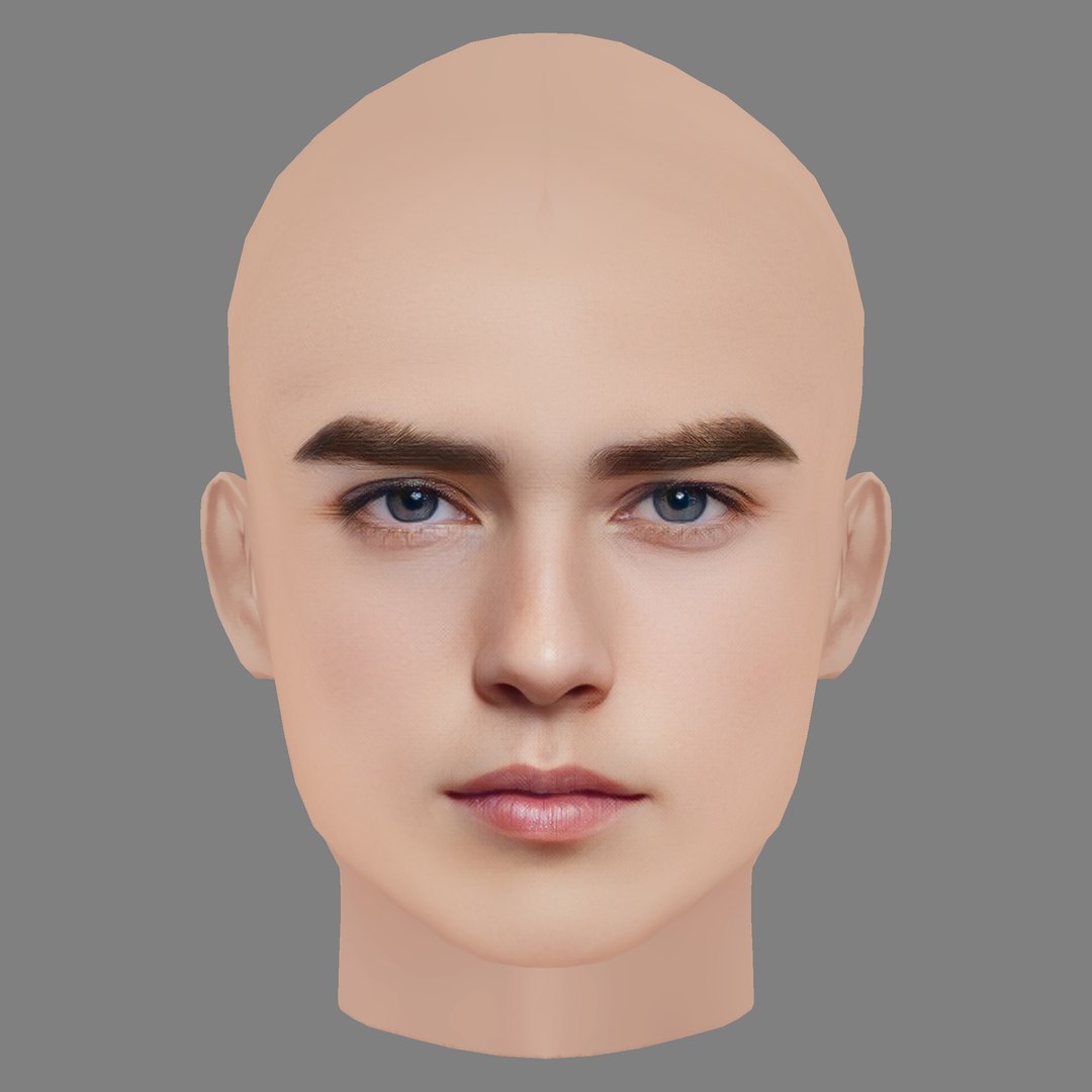 Handsome Boy Head 01 - No Hair - Low Poly Head For Game 3D Model ...