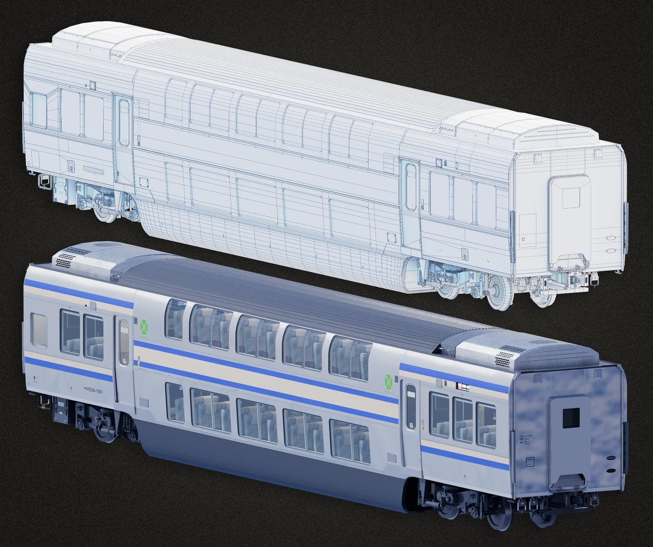 Rigged Japanese Train 3D Model 3DCG Yokosuka Sobu Line E235-1000 Series ...